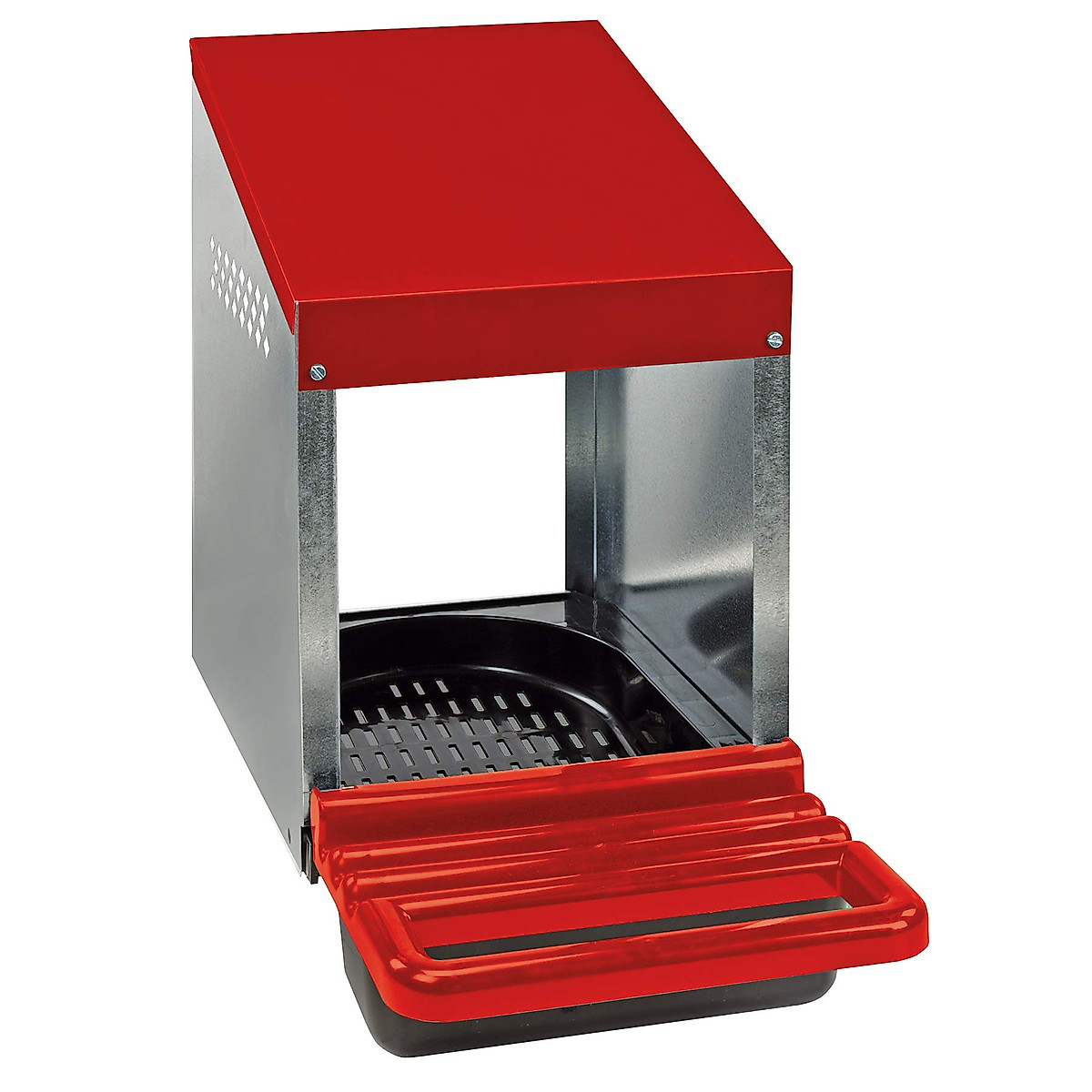 Little Giant Outdoor Galvanized Steel Metal Nesting Box w/ Angled Bottom & Front Guard For Chicken, Duck, Poultry, & Bird Egg Laying, Single Pen