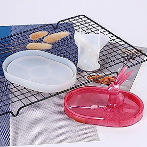 Rabbit Tray Resin Mould,Jewelry Storage Tray Mould Fruit Serving Plate Silicone Mould Resin Casting Mold for Desk Decor