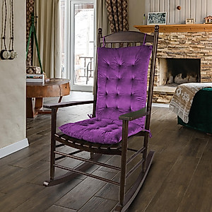 ELFJOY Rocking Chair Cushions Rocking Chair Pads for Wooden Rocking Chair Cushion for Rocking Chair Premium Tufted Back and Seat Cushion 2 Piece Set (Purple)