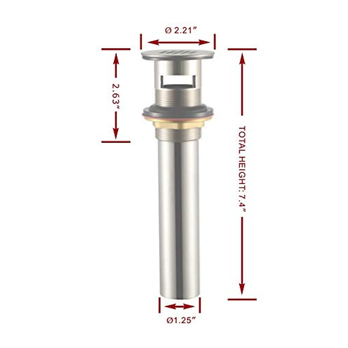 Purelux Grid Drain Strainer Assembly with Overflow for Bathroom Sink, Made of Brass Chrome Finish