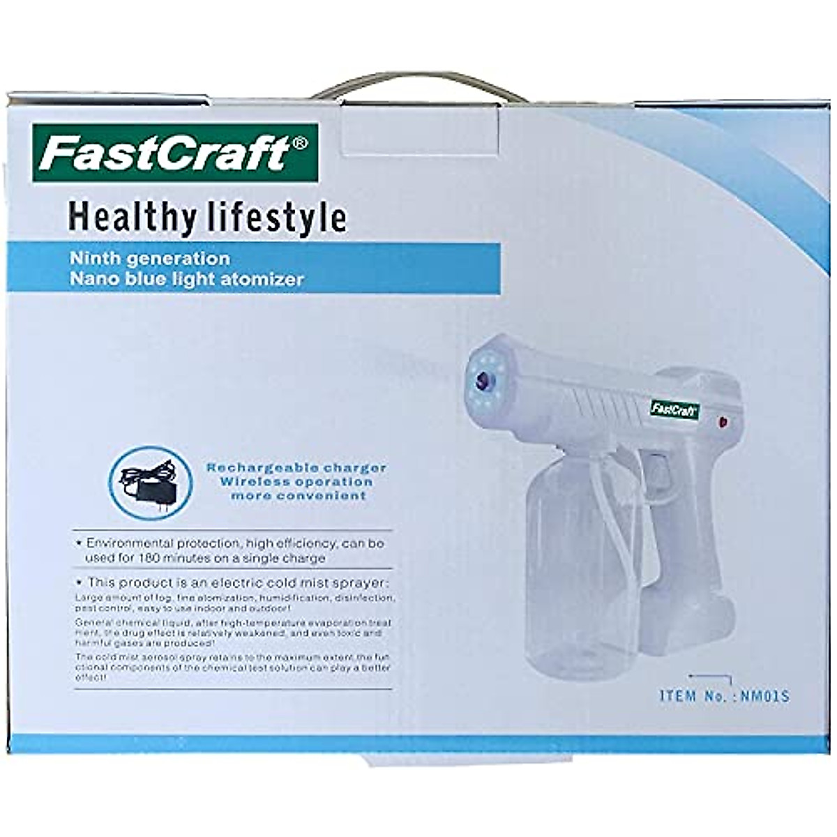 Atomizer Sprayer Gun Blue Light Nano Rechargeable Steam Fogger Gun for Office, School, Restaurant, Garden, Home - Steaming Sprayer Atomizer Gun