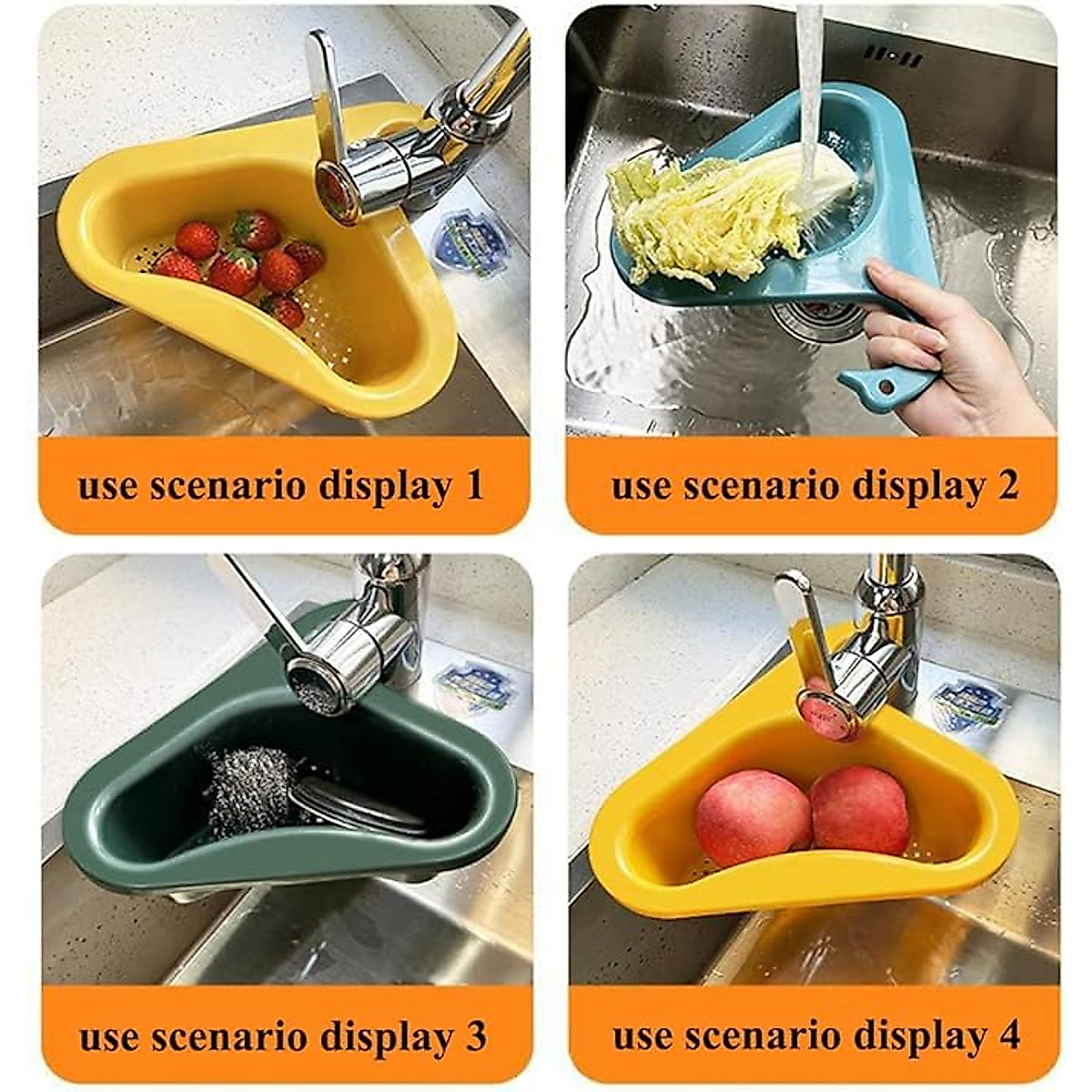 4 Pack Kitchen Sink Drain Basket Swan Drain Rack, Multifunctional Kitchen Triangular Sink Filter Swan Drain Basket for Kitchen Sink Hangs on Faucet Fits All Sink