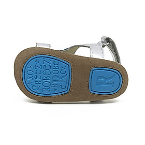 Robeez First Kicks Baby Girl and Unisex Sandals for Infant/Toddlers - Nakai White - 9-12 Months