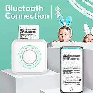 SENOY Portable Mini Thermal Printer, Mini Bluetooth Rechargeable Portable Mobile Printer Compatible with iOS + Android for Print Pictures, Labels, Notes (5 Rolls HD Printing Paper)