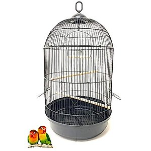 Round Bird CAGE for Small Size Birds Flight, Cockatiel Lovebird Finches Canary Parakeet Aviary Budgie (13" D X 25" H, Black)
