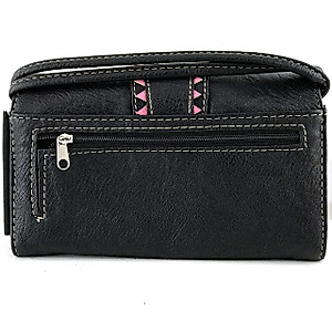 Zelris Buckle Abstract Butterfly Artwork Women Crossbody Wrist Trifold Wallet (Purple)