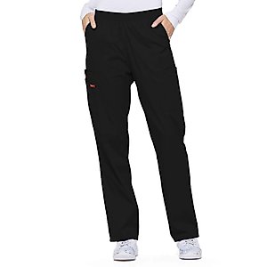 Dickies Women's Signature Elastic Waist Scrubs Pant, Black, Large