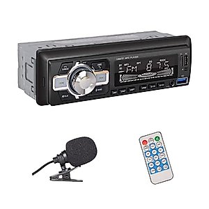 HLLECARMO 1Din Wireless Music Streaming Car Stereo Bluetooth Hands-Free Calling with Microphone, Character LCD, AM/FM 30 Stations Radio Receiver, 2USB Quick Charging, EQ, AUX-in, Remote, No cd/DVD