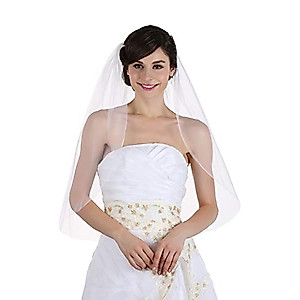 SAMKY 1T 1 Tier Plain Cut Edge Bridal Wedding Veil - Light Ivory Elbow Length 30" V555