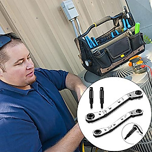 Hvac Service Wrench Tools:3/16” to 3/8” 5/16'' x 1/4''Air Conditioner Valve Ratchet Wrench with 2 Hexagon Bit Adapter Kit for Air Refrigeration Tools and Equipment Repair Tools Clearance