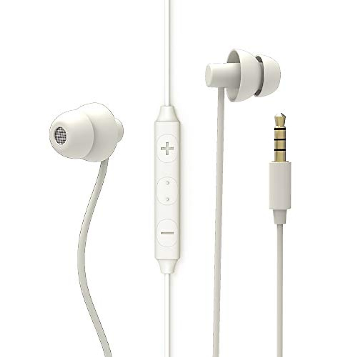 MAXROCK Sleep Earbuds, Ultra-Soft Comfortable Noise Isolating Earplugs Workout Headphones in-Ear Earphones w/Mic & Volume Control - Perfect for Side Sleeper Air Travel, Meditation & Insomnia(White)