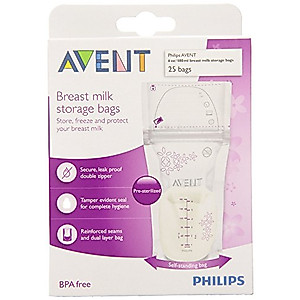 Philips AVENT Breast Milk Storage Bags, 6 Ounce, 25 Count