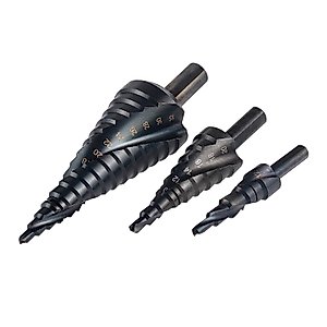 HOHXEN 3 Packs Spiral Step Drill Bit Set with 4-12mm/4-20mm/ 4-32mm, Total 32 Sizes, 1/4" Hex Shank Cone Titanium Coated High Speed Steel, Multi-Functional Industrial DIY Metalworking tools
