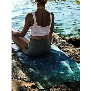 Premium Eco Yoga Mat Travel Interstellar by NIUME | Natural Rubber & Vegan Suede Microfiber - biodegradable, non-slip, grip that adjust to your practice | Profesional | Lightweight | Perfect for Hot Yoga, Bikram, Vinyasa, Pilates & Sweaty Workouts | 183 c