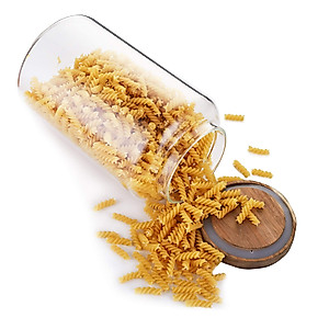 Bekith 1 Gallon Glass Jar with Wooden Airtight Lid, Large Food Storage Container/Canisters for Serving Tea, Coffee, Honey, Spice, Cereal, Egg, Kitchen Canister, Clear