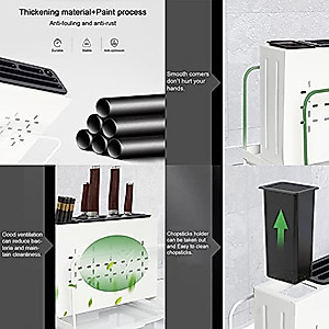 Knife Block, Smathou Knife Holder, Cutting Board Holder, 4 in 1 Kitchen Countertop Organizer, White