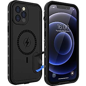Diverbox Design for iPhone 12 Pro Max Waterproof Case with Kickstand, Durable Shockproof Phone Case Cover with Built in Screen Protector for iPhone 12 Pro max 6.7'' Only (Black)