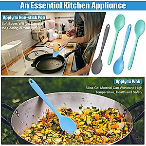 4 Pcs Silicone Mixing Spoons Nonstick Heat Resistant Silicone Utensil Spoons Silicone Basting Cooking Spoons Multicolor Serving Baking Spoons for Kitchen Baking Serving Stirring