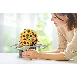 Giiffu 3D Popup Greeting Cards Mother's Day Sunflower Floral Bouquet Card,All Occasion Flower Blank Greeting Cards with Envelope and Notecard for Get Well Soon,Anniversary,Thank You,Birthday,Sympathy
