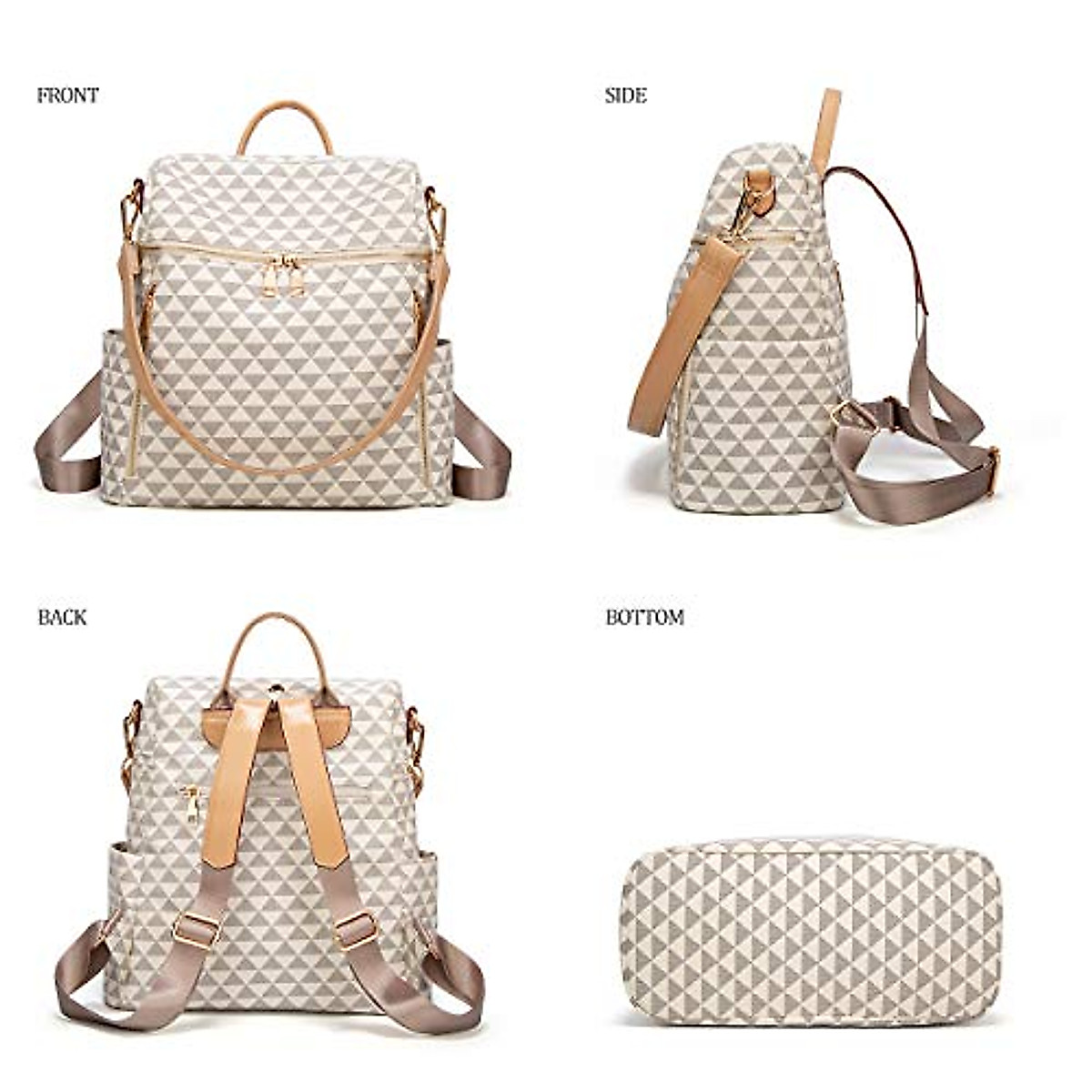 Makes Backpacks for Women Fashion PU Leather Bag Design Convertible Satchel Bag Travel Backpack Handbag and Purse 2Pcs