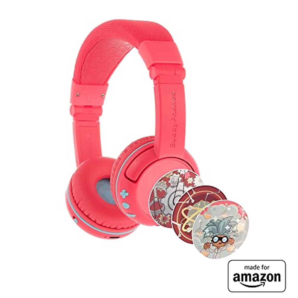 Fire 7 Kids Tablet Bundle. Includes Fire 7 Kids Tablet | Red & Made For Amazon PlayTime Volume Limiting Bluetooth Kids Headphones Age (3-7) | Red