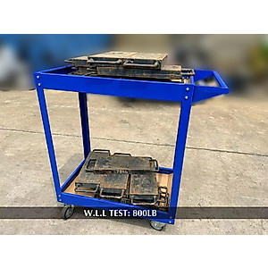 HIGOOD Heavy Duty Service Utility Cart,2 Shelf Steel, 800-Pound Capacity, 35.6 x 18.1x38-Inch