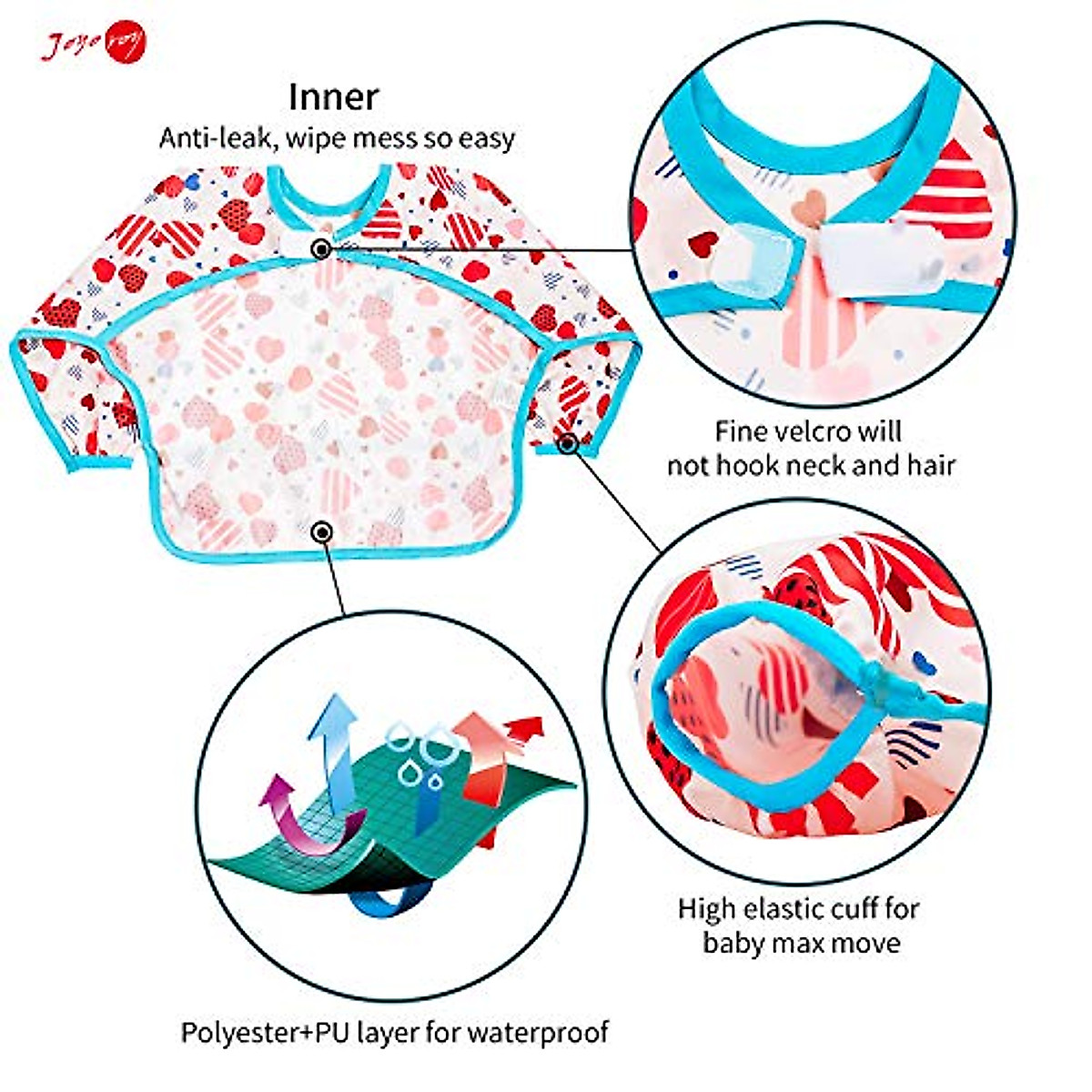 Joyo roy Baby Bibs For Eating Bibs For Toddlers Long Sleeve Bib Plastic Bibs For Babies Sleeved Bib smock for Kids 8-12 Kids Paint Smock Weaning Bib Sleeved Bibs for Babies Baby Apron for Eating