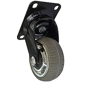 Headbourne 8269E Designer Casters 4 inch Soft Rubber Chrome & Black Designer Caster, 4 Pack