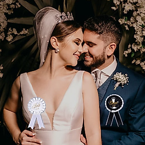 2 Pieces Tinplate Badge Bride to Be and Groom to Be Pins Wedding Buttons for Valentine's Day Prom Party Props Bachelorette Party Engagement Celebration Wedding Decorations