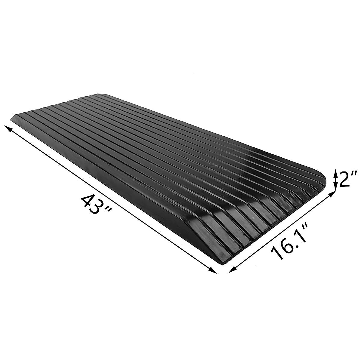 ScinoTec 2" High Solid Rubber Power Wheelchair Scooter Threshold Entry Ramp Doorway 1 Pack 43.3" x 16" x 2"(H) (2" Rise, 1 Pack-Black)