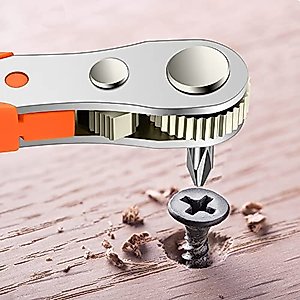 OSDUE Mini Ratchet Wrench,Right Angle Phillips Magnetic Screwdriver for Tight Spaces with 1/4" Drive High Torque Offset Reversible Mini Ratchet Offset Screwdriver for Tight Areas （1 Pc Ratchet Wrench）