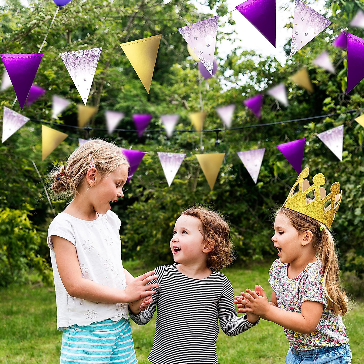 Gold Lavender Party Decoartions for Girls Golden Purple White 13th 16th 18th Birthday Garland Banner Backdrop Streamer Decor for Coming of Age Quinceanera Princess Theme Wedding Bridal Baby Shower Party Supplies