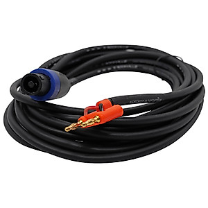 Rockville 20 Foot Speakon to Banana Speaker Cable, 16 Gauge, 100% Copper (RSB16),Black