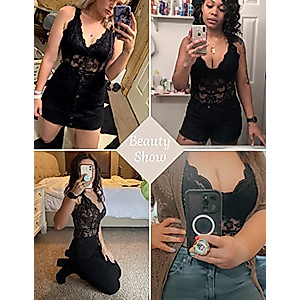 Avidlove Women Teddy Lingerie One Piece Babydoll Bodysuit Romper,Medium,Black