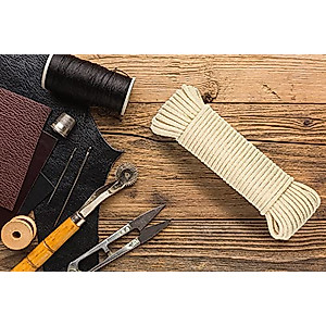 SteadMax 100ft Natural Cotton 3/16 Inch Rope, Heavy-Duty General-Purpose Utility Cord, Clothesline Rope, Ideal for Tents, Hammocks, Halters, Harnesses, Awnings, Outdoors, Sports (2 Pack, 50ft Each)