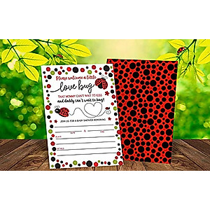 Your Main Event Prints Ladybug Baby Shower Invitations, Red Lady Bug Baby Shower Invites with Diaper Raffles Cards, Sprinkle, 20 Invites