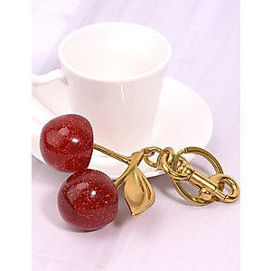 Lulupia Glitter Cherry Bag Charm,Cherry Keychain Charms Accessory for Purses Bags Handbags