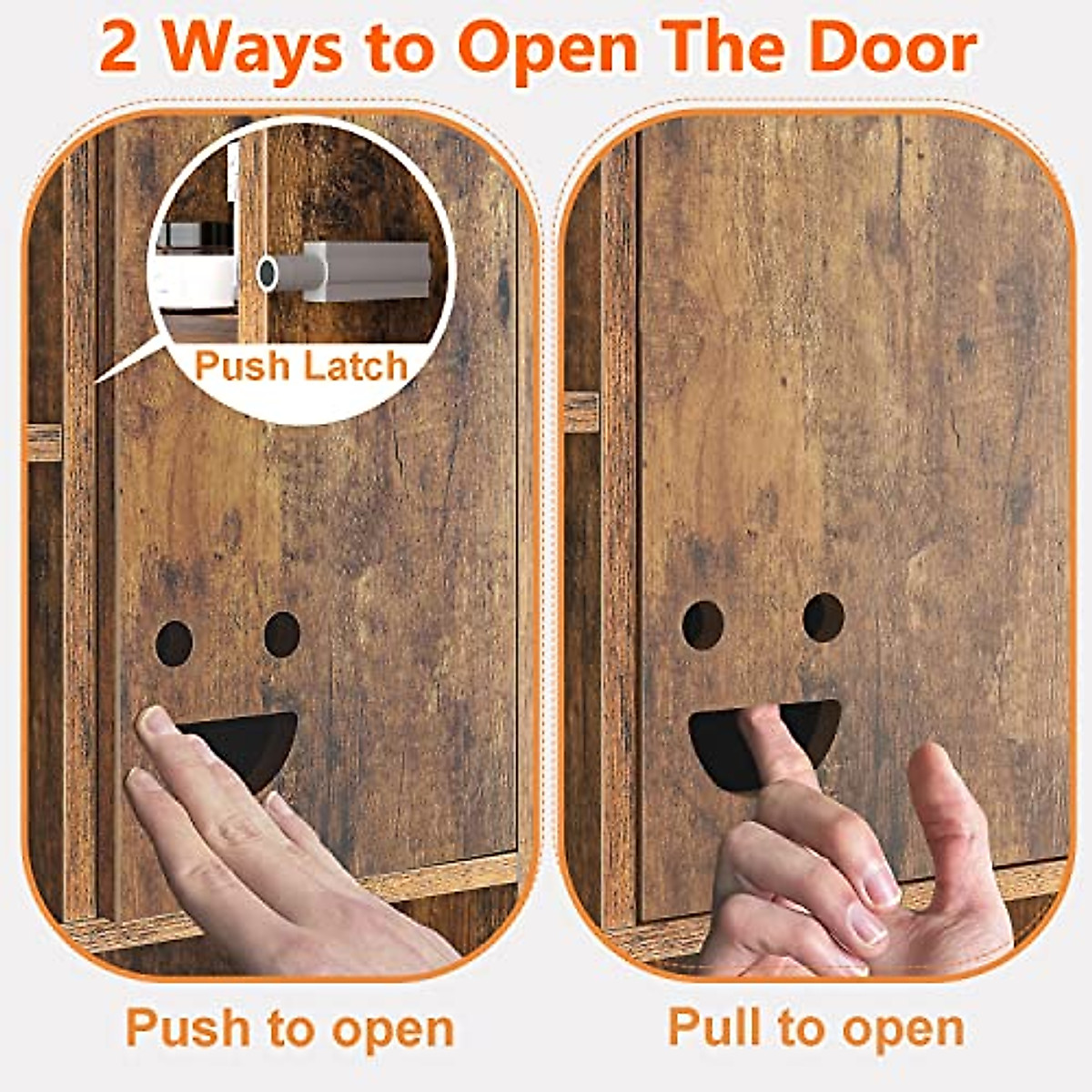 MASHOOPS Over The Toilet Storage Cabinet, Bathroom Organizer Over Toilet, Multifunctional Freestanding Space Saver Cabinets with Adjustable Shelf Paper Hook with Smiling-Door, Rustic Brown