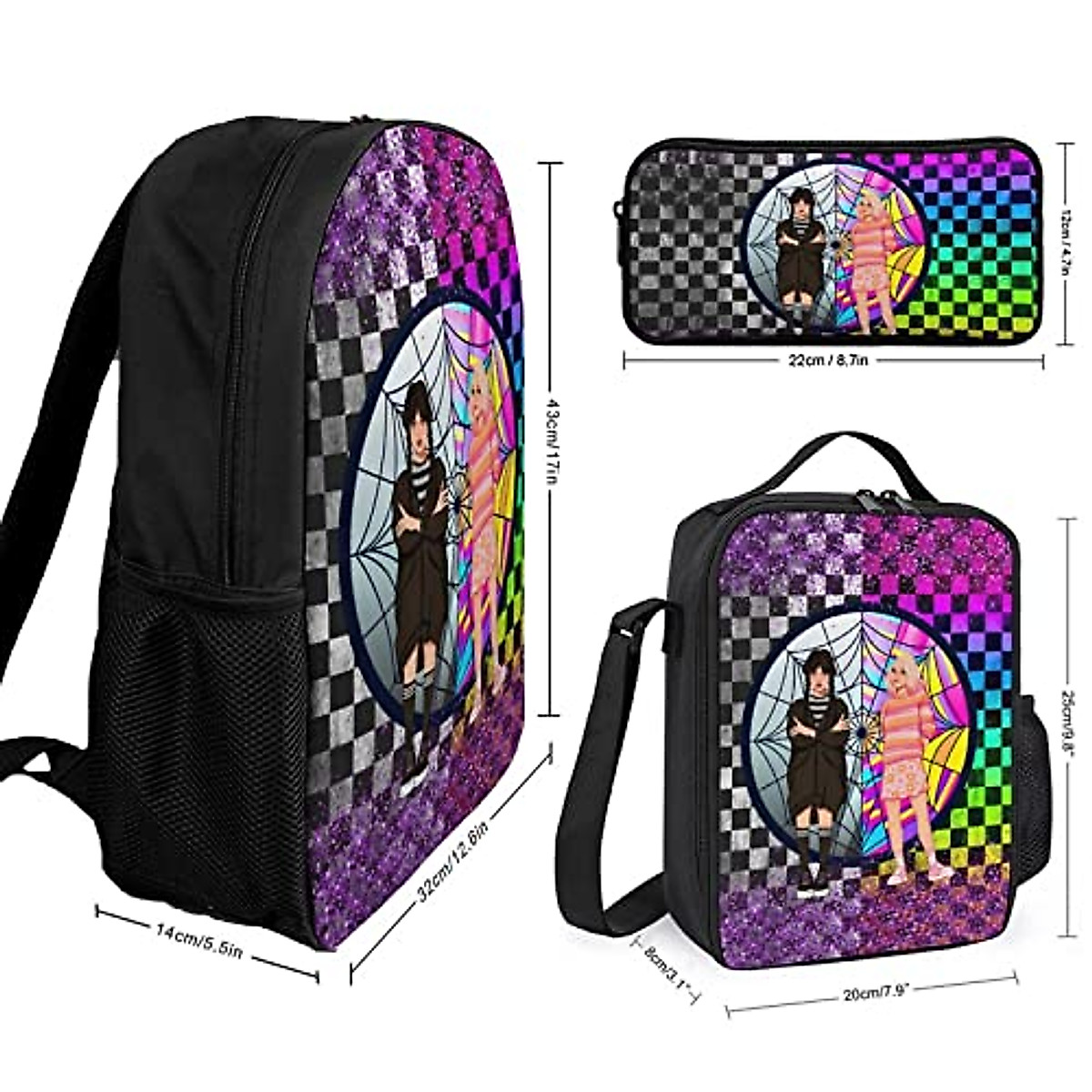 VOZUKO 3pcs Wednesday Backpack Shoulder Backpack Large Capacity Wednesday Bag Sports Bag for Girls Womens