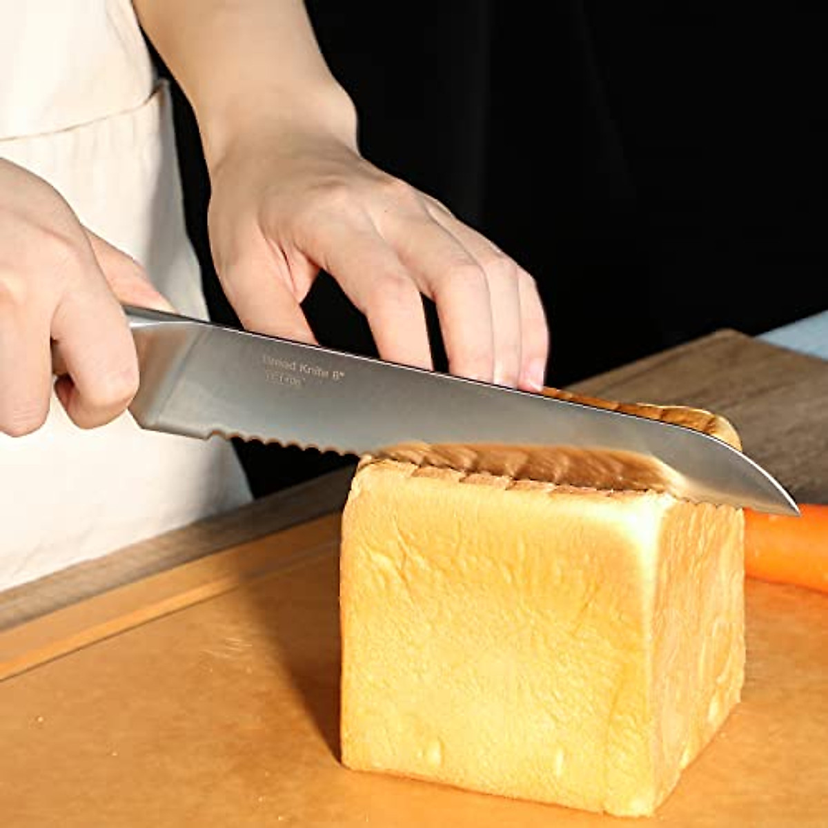 TUO Serrated Bread Knife 8 inch - Professional Bread Cutter Cake Carving Slicer Knife - German HC Stainless Steel Ultra Sharp Wavy Edge- Ergonomic Pakkawood Handle with Gift Box - Osprey Series