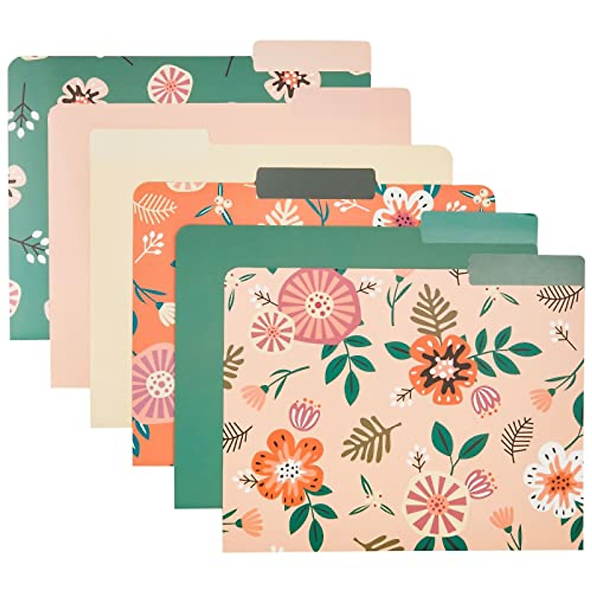 12 Pack Decorative Flower File Folders with 1/3 Cut Tab, Pretty Letter Size 3-Tab Floral Office Supplies (9.5 x 11.5 in)
