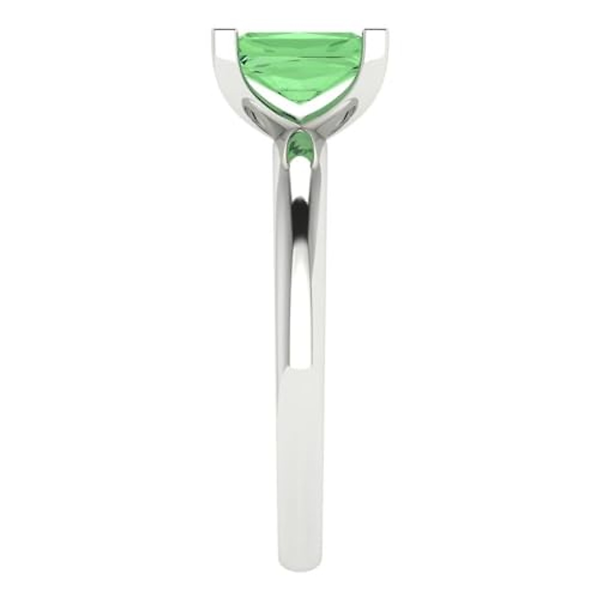 Clara Pucci 1.0 ct Emerald Cut Solitaire Green Simulated Diamond Engagement Bridal Promise Anniversary Ring 18K White Gold Size 4.5