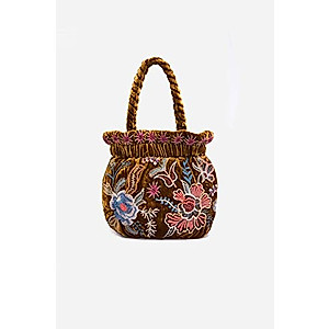 Johnny Was DENALI VELVET POUCH Vintage Gold Embroidery Handbag Bag Small New