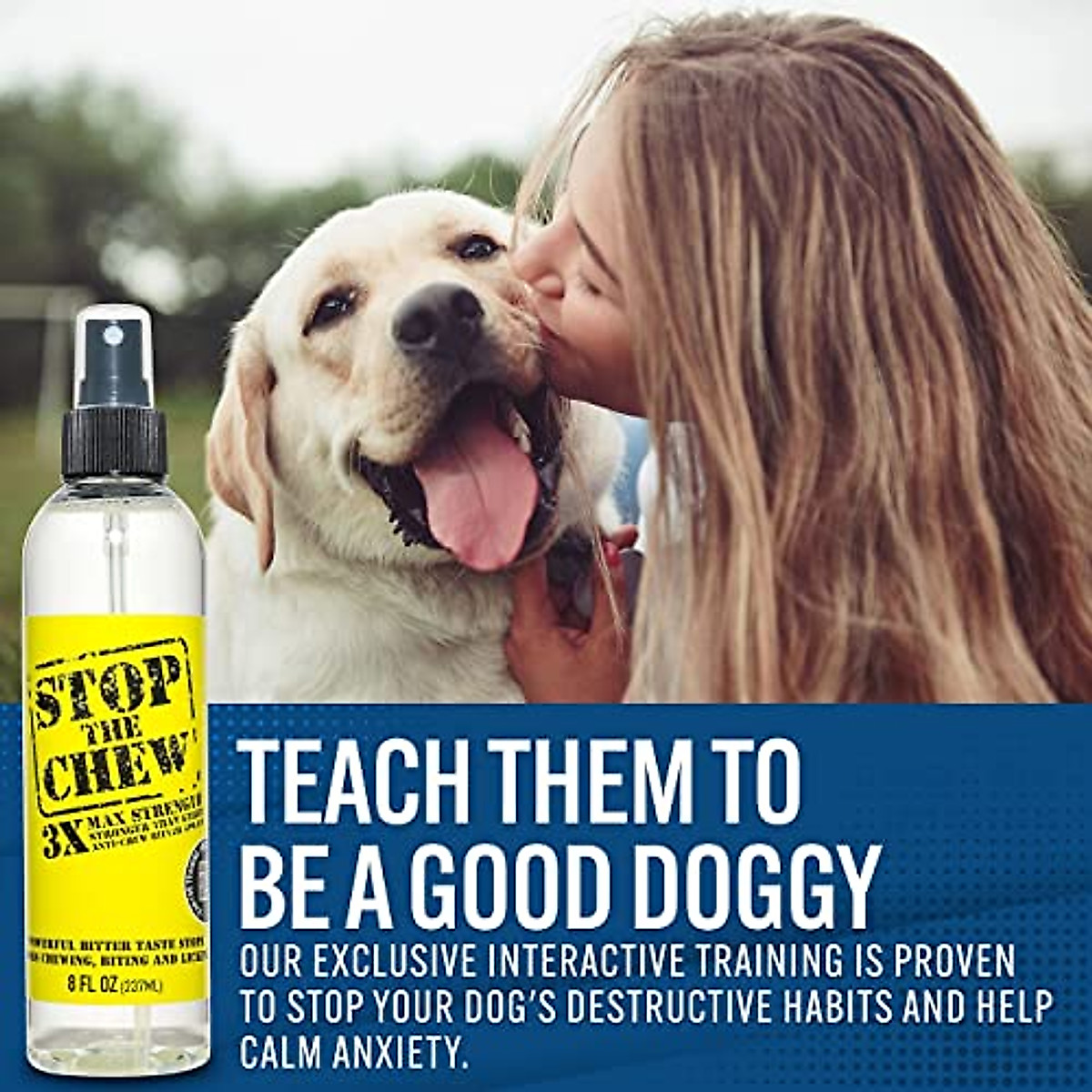 EBPP Stop The Chew 3X Strength Anti Chew Bitter Spray Deterrent for Dogs and Puppies - Alcohol-Free - Most Powerful Bitter Deterrent - 8 Ounce