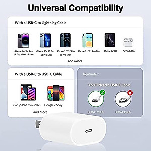 iPhone Fast Charger Block, IPREMIUM 2-Pack 20W USB C Wall Cube Charger PD 3.0 Power Adapter for iPhone 14/14 Pro/14 Pro Max/14 Plus/13/13 Pro Max/ 13 Pro/ 12/12 Pro Max/11/Xr/X, iPad Pro, AirPods Pro