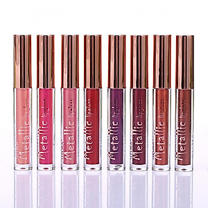 Matte Metallic Lip Gloss Long Lasting Waterproof Strong Pigmented Not Stick Cup Diamond Shimmer Liquid Lipstick Makeup for Women
