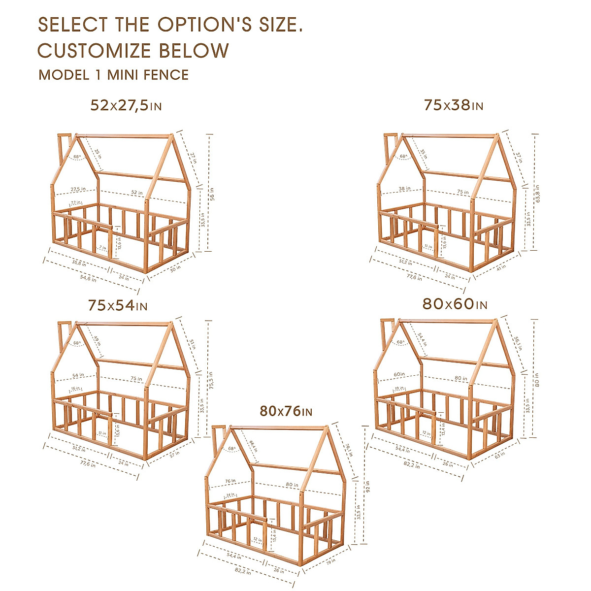 BUSYWOOD Toddler Floor Bed - Montessori Floor Bed with Rails - Floor Bed for Toddlers - Kids Floor Bed- House Kid Bed Frame - Floor Bed Frame Toddler (FOR SLEEPING ONLY)