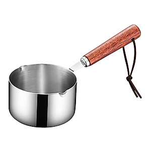 Stainless Steel Sauce pan, Mini Milk Warmer Pot Soup Pan with Wooden Handle Small Saucepan for Butter Warmer Heating Milk Cooking Sauce (125ml)