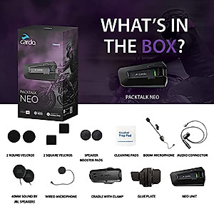 Cardo Packtalk Neo Motorcycle Helmet Communication Intercom System, Dual Pack,Black