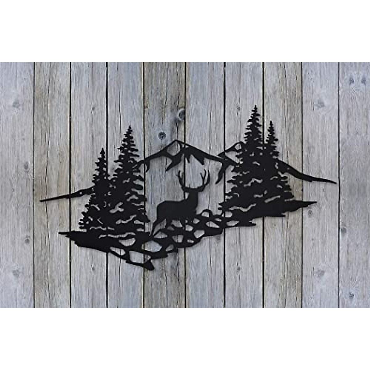Mule Deer Mountain Scene | Laser Cut Metal Wall Art Sign for Home, Cabin, and Garage Decor | High Country Décor